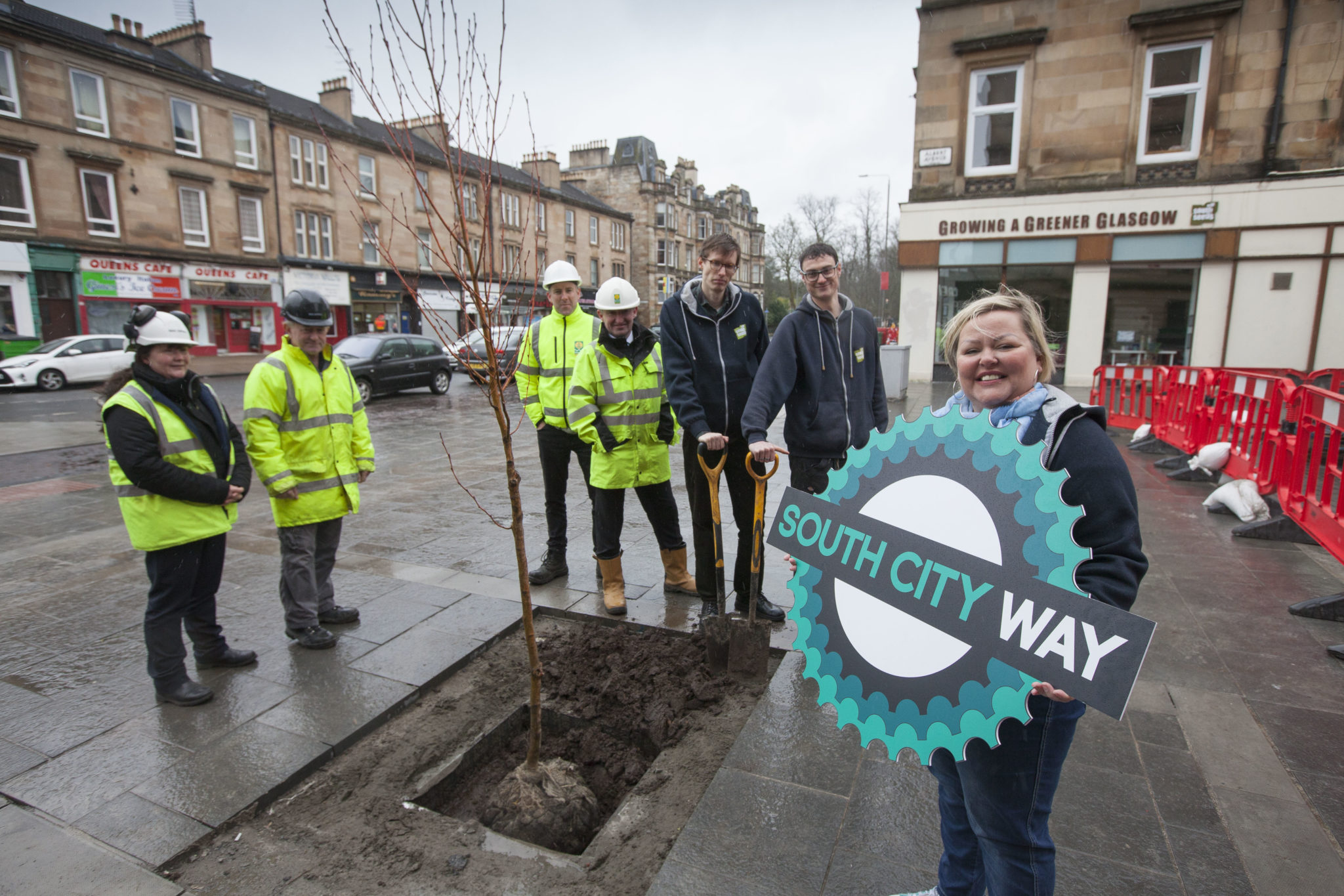 First trees planted on South City Way - Sustrans Showcase
